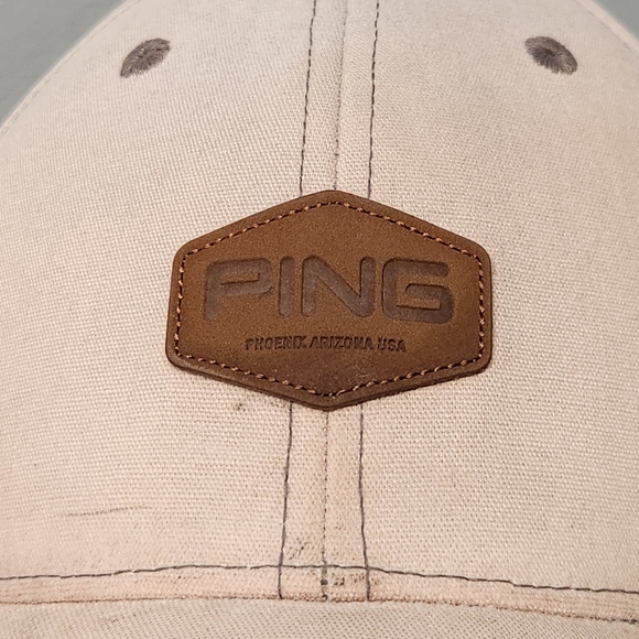 Ping | Accessories | Ping Mens Golf Cap Leather Patch Adjustable Beige | Poshmark
